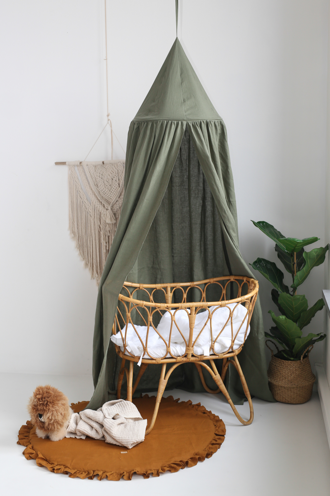 Linen canopy for kids - forest green | babylystore.com